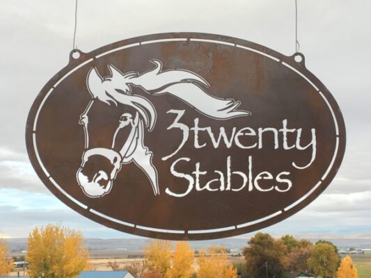 "3twenty Stables" custom metal horse ranch sign - Big Creek Metal Works
