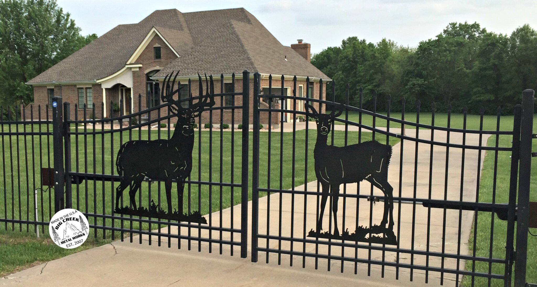 Metal Whitetail Buck & Doe Driveway Gate - Big Creek Metal Works